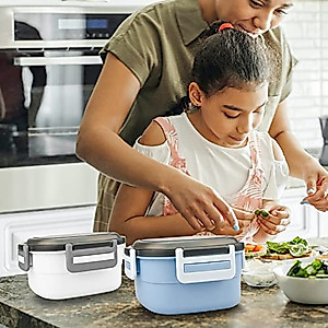 FITHOME Freezer Lunch Box Container,1.3L Reusable Salad Lunch Containers with Built-In Ice Pack & Fork,Leakproof,BPA-Free-3 Compartments for Adults