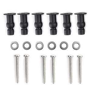 VALLVATER 6 Pack Toilet Seat Hinges Screws Top Mount Nuts Screws Toilet Seat Fixings Expanding Rubber Toilet Seat Bolts Kit Compatible Black