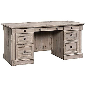 Sauder Palladia Executive Desk, L: 65.12" x W: 29.53" x H: 29.61", Split Oak finish