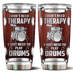 WONWIX Drummer Gifts for Men Women Thermos Tumbler Drum Coffee Travel Mug Cup Water Bottle Gift for Him Her Husband Dad Drummers Musician Birthday Christmas 20oz Stainless Steel Insulated