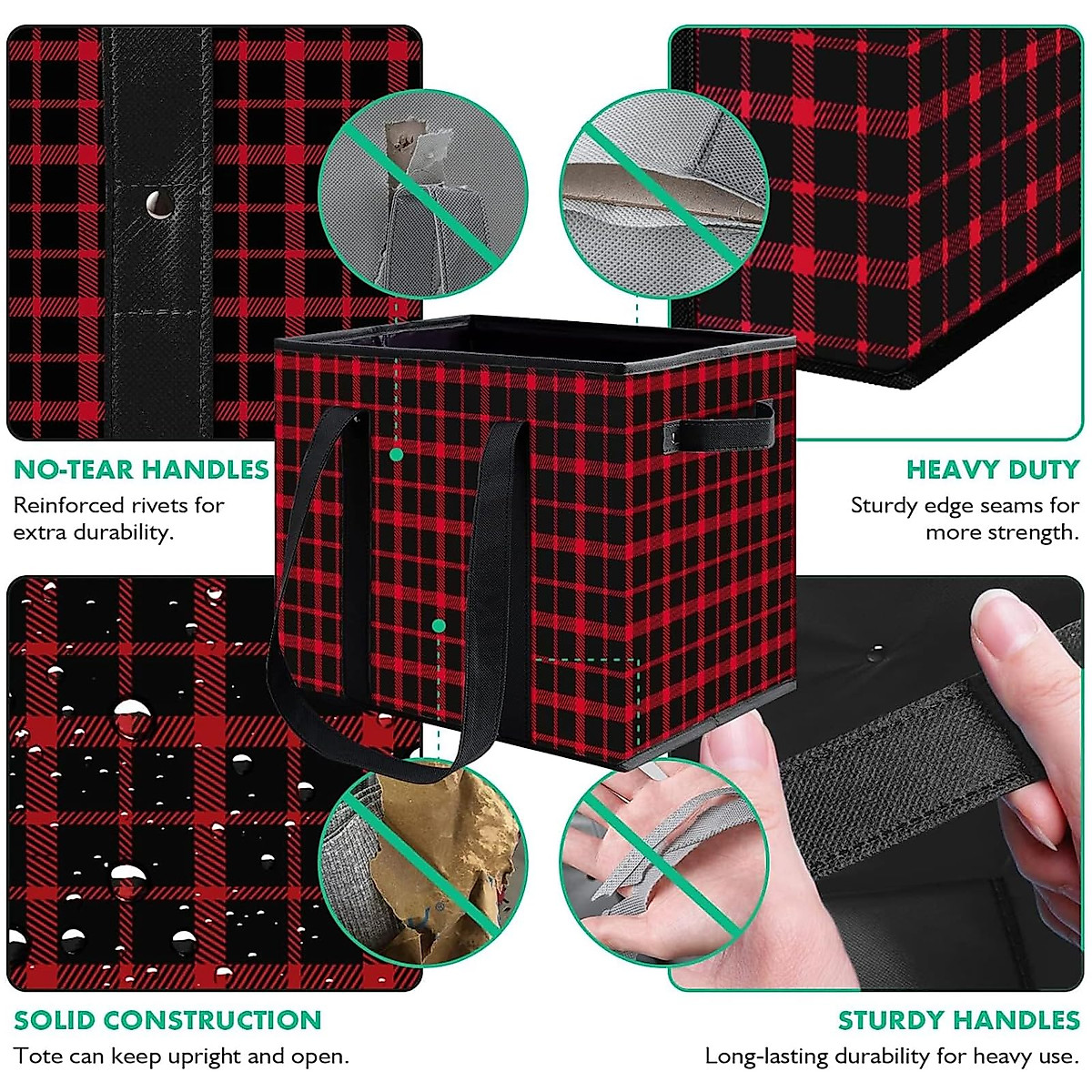 WISELIFE Reusable Grocery Bags 3 Pack,Large Grocery Tote Bag Water Resistant Shopping Bags Foldable Grocery Bag for Clothes,Shoes and Picnic,Red