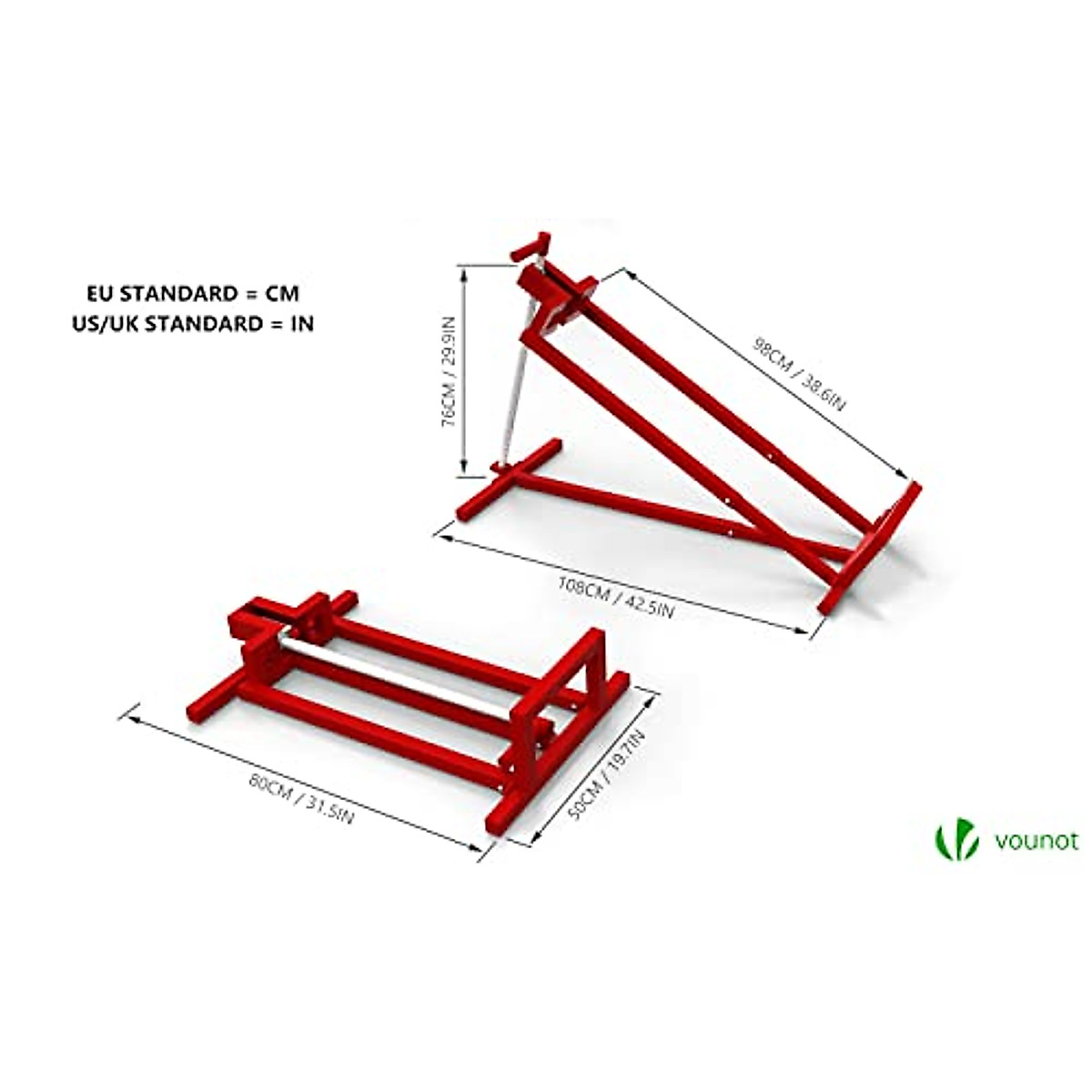 VOUNOT Ride on Lawn Mower Lift Jack, Telescopic Maintenance Jack for Lawn mowers and Garden Tractors, Weight Capacity 880 Lbs, Red