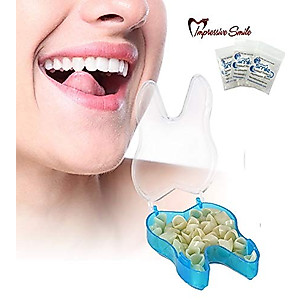 50 PCS Mixed Dental Temporary Crown Kit Anterior Front Bundle with Thermal Fitting Beads Pack-3, Fix Missing and Broken Teeth