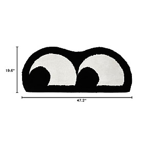 Black White Rug Funny Squint Eye Bedroom Bedside Rugs Carpet Non-Slip Long Runner Area Rugs Nursery Bathroom Living Room Laundry Decor Aesthetic Rug (Black White, 50 * 120cm/19.6 * 47.2inch)