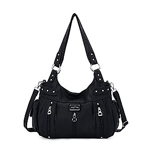 Angelkiss Large Purses and Handbags for Women Washed Faux Leather Crossbody Hobo Satchel Shoulder Handbag Tote Purse