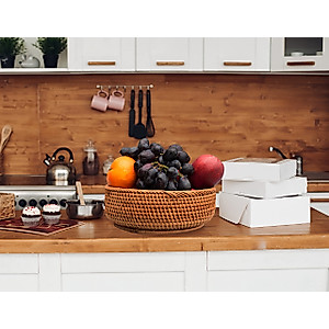 VNTRUEPRO Rattan Basket Bread Baskets For Serving Wicker Fruit Basket, Round Basket Rattan Baskets For Storage Fruit Baskets For Kitchen Counter Baskets For Serving Food Bamboo Basket (Size LMS, 3Pcs)