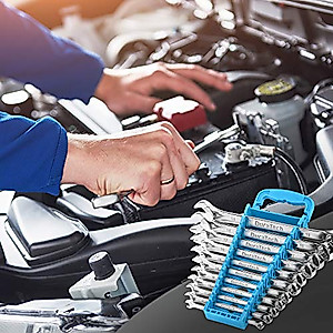DURATECH Combination Wrench Set, Metric, 11-Piece, 8, 10, 11, 12, 13, 14, 15, 16, 17, 18, 19mm, 12-Point, CR-V Steel, Organized in Wrench Holder