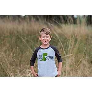 7 ate 9 Apparel Boy's Dinosaur Big Brother Grey Baseball Shirt T-Shirt 18 Months