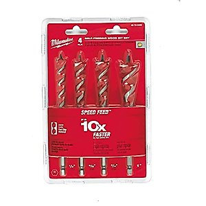 MILWAUKEE ELEC TOOL 48-13-0400 4Pc WD Bit Spd Feed Set,