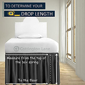 Ruffled Dorm Sized Bed Skirt for Dorm Beds - Three Sided Wrap Around Elastic Bedskirts- Dust Ruffled Bed Skirts 56 inch Tailored Drop - Dark Grey Dorm Room Bedskirts - College Dorm Bed Skirt