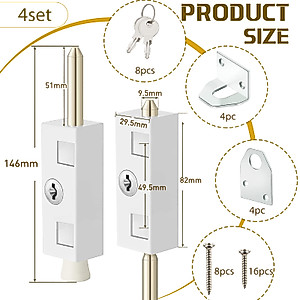 Sliding Door Lock Rectangle Patio Door Lock Keyed for Sliding Glass Door Hinged Door Security Bar Heavy Duty Steel Bolt Zinc Alloy Iron Portable Lock to Prevent Sliding or Lifting of Door (2 Pieces)