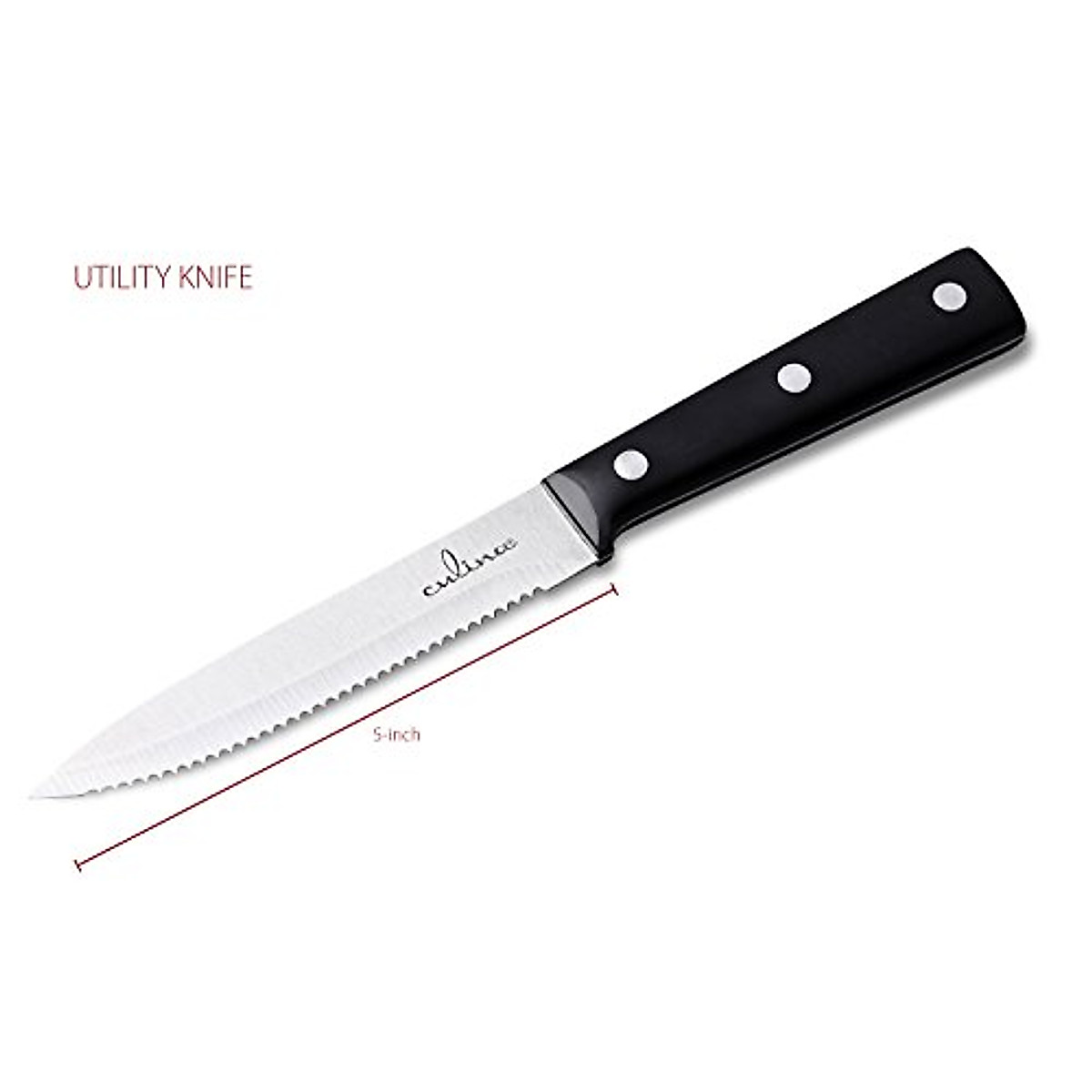 Culina 3-Piece Chef Knife Set. Triple-rivet, Full-tang : 8-inch Chef Knife, 5-inch Utility Knife, 3.5-inch Paring Knife