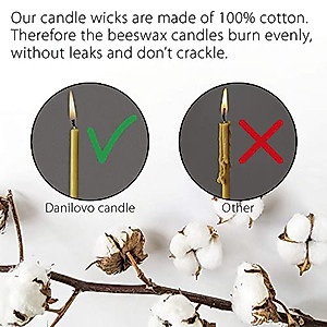 Danilovo Pure Beeswax Candles - No-Drip, Smoke-Less, Tall, Thin Taper Candles – Decorative Candles for Church Prayer, Decor or Birthday Candles – Honey Scented Candles – 8.1”x0.26” (Yellow, 100pcs)