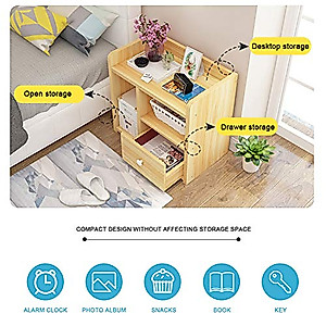 Solid Wood Nightstand Wooden with 2 Storage Drawers and Handles Bedroom Living Room End Table Side Table for Living Room Bedroom Office Nightstand Lamps for Bedroom