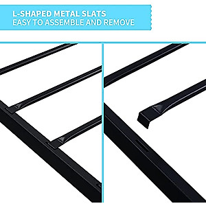 cuoote Twin Over Full Bunk Bed, Metal Twin Over Full Bunk Bed with Ladder and Guardrail, Space-Saving Design for Boys, Girls, No Box Spring Needed (Black, Twin Over Full)