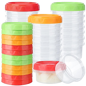 Xuelimei 4 oz/ 120 ml Small Plastic Food Containers,Reusable Food Storage Containers with Lids Plastic Reusable Freezer Storage Containers, Leakproof & Airtight, Freezer Safe, Dishwasher Safe. (6)