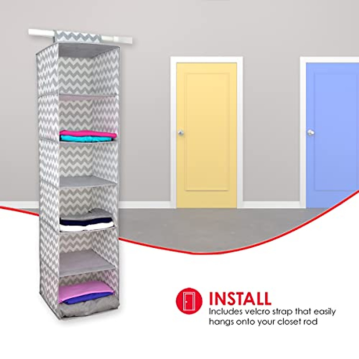 Home Basics Chevron Collection Storage and Organization (6 Shelf Closet Organizer)