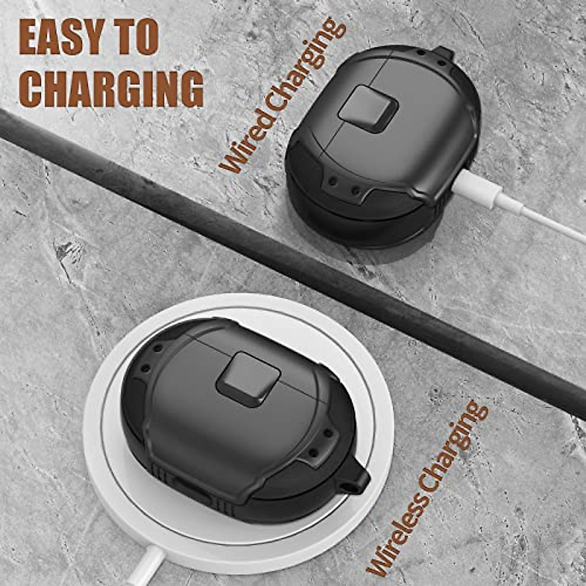 Case for Beats Studio Buds (2021) / Beats Studio Buds+ (2023), Filoto Secure Lock Hard Shockproof Protective Earbuds Case Cover Accessories with Keychain for Men Women(Black)