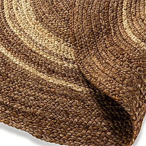 Flash Furniture Prima Natural Fiber Jute Area Rug 4 Foot Round - Braided Indoor Jute Rug - Natural Area Rugs