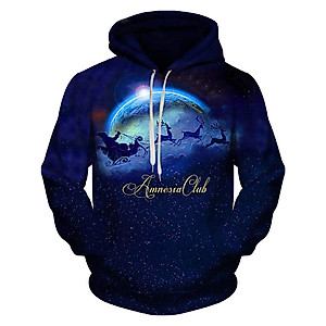 Cool Hoodies for Men, Thenlian Men's Fashion Christmas Printing Hoodie Long Sleeve Sweatershirt Tops Blouse(Blue, XL)