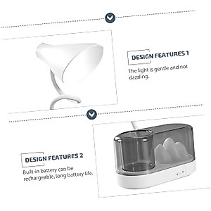 DOITOOL 1 Set Folding Table Lamp Led Bed Night Light Rechargeable Book Light Pen Holder Lamp Dimmable Bedside Lamp Table Lamp with Pen Holder White Eye Protection Student Lamp Clip Plastic