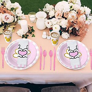 HIPVVILD Minnie Birthday Party Supplies, Minnie Theme Mouse Decorations Tableware, Plate, Napkin, Cup, Backdrop, Balloon Arch, Tablecloth, Cutlery, Minnie 1st 2nd 3rd Birthday Decorations | Serve 24