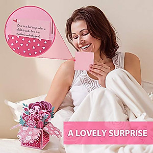 Mother's Day Card 3D Flower Bouquet Pop Up Card Gifts Birthday Greeting Card for Her, Mom, Wife, Thank You Card, Appreciation Card, Anniversary Card, Wedding Card, Handmade Pop Up Car