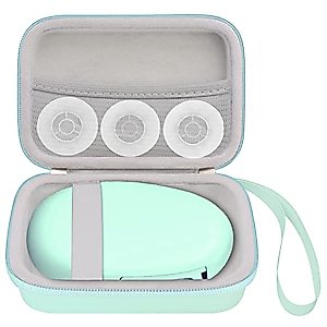 Elonbo Label Maker Case for SUPVAN E10 Mini Bluetooth Label Printer/POLONO P10 Mini Label Printer, Extra Interior Mesh Pocket Fits Label Paper Cable, Green. (CASE ONLY! Label Maker not Included)
