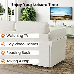 Vesgantti Loveseat Sofa, 70 inch Beige Couch, Modern Comfy Sofa with Deep Seat Soft Cushions, Small Sofa Couches for Living Room, Apartment, Office, Small Spaces, Tool-Free Assembly (70 Inch, Beige)