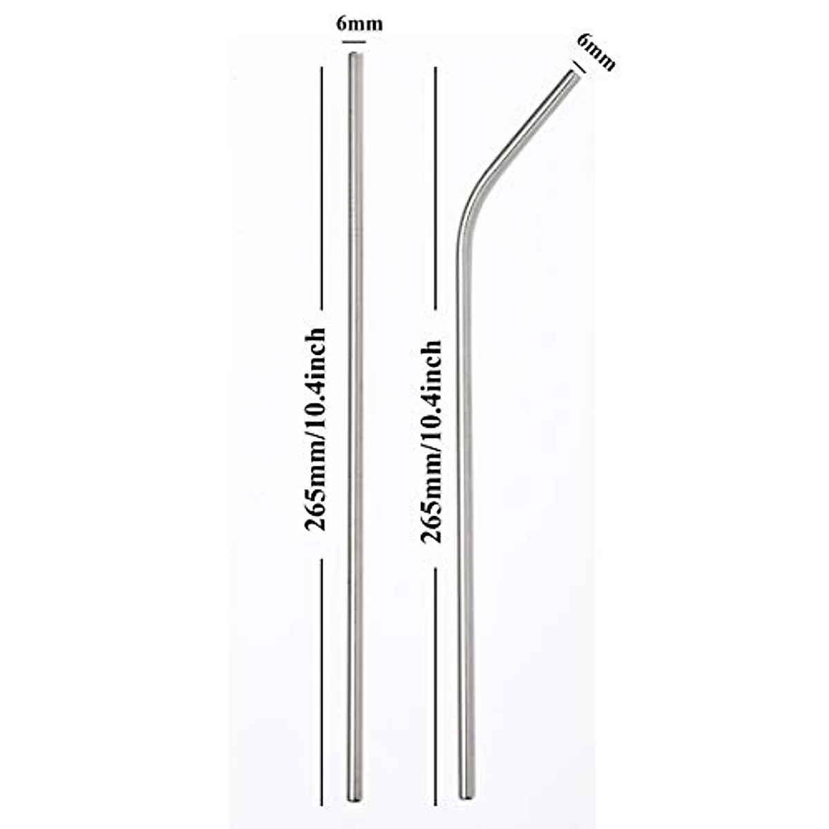 Sunwinc Reusable Metal Bent Straws 50pack in Bulk,10.5inch Stainless Steel Drinking Straws for 30oz/20oz Tumblers Yeti Cups Child Metal Straws(New All bent 50pcs -10.5" Silver)