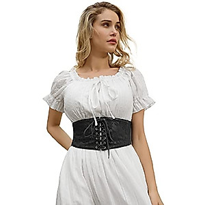Scarlet Darkness Women's Elastic Corset Waist Cincher Belt Lace Renaissance Pirate Belts Black M