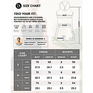 Desol Womens Two Pieces Tennis Dress with Shorts, Golf Workout Open Back Athletic Dress with Built in Bra for Women Black