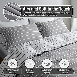 Lekesky Grey Duvet Cover Queen Size, Comforter Covers Queen 3pc Soft 100% Washed Microfiber Breathable Bedding Duvet Cover Set with Zipper Ties (1 Comforter Cover 90x90 +2 Pillow Cases)