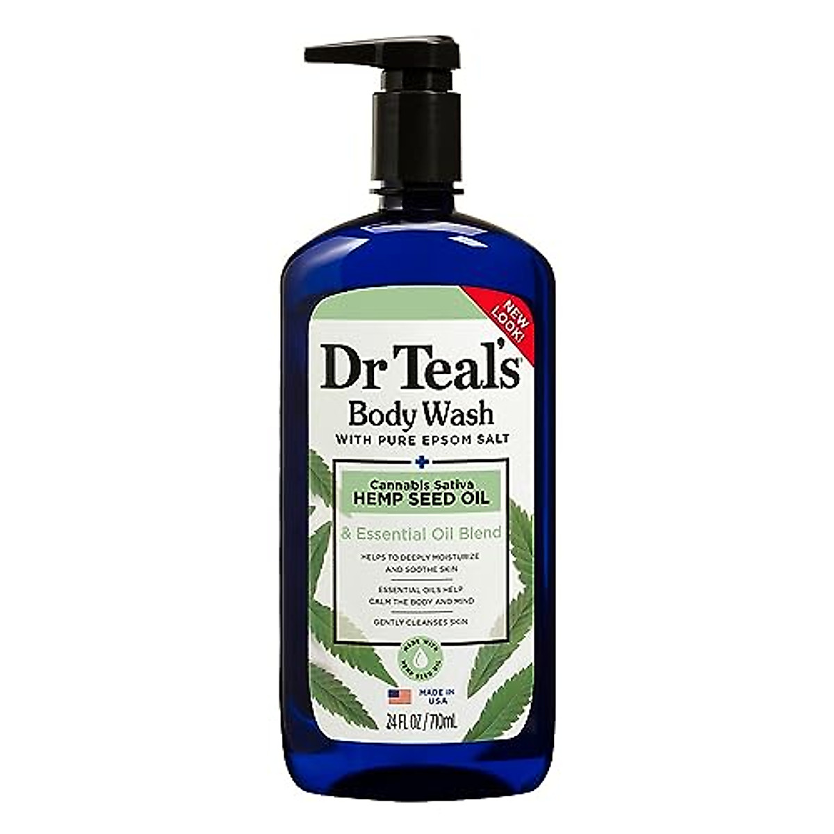 Dr. Teal's Cannabis Sativa Hemp Seed Oil Body Wash (1 bottle, 24 fl oz) - Shea Butter, Aloe Vera & Vitamin E Essential Oils Blend Nourishes & Rejuvenates Skin, Calms the Mind & Relaxes the Senses