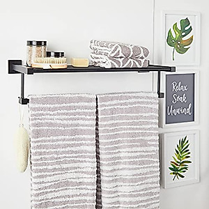 Matte Black Bathroom Towel Rack Shelf, Hanging Wall Mounted Decor (24 in)