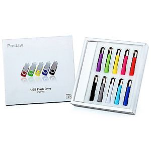 32GB USB 2.0 Flash Drive Pnstaw Swivel Memory Stick Thumb Drive Pen Drives Jump Drive for Data Storage, File Sharing(10 Pack,Multi-Color) (32GB)