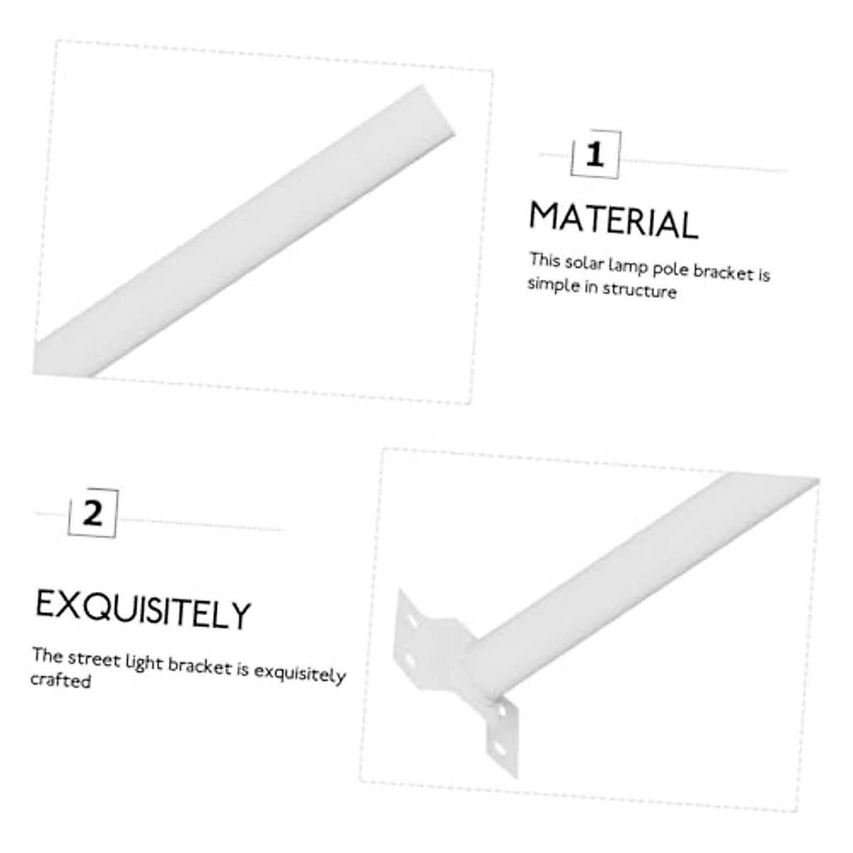 BESPORTBLE 2 Sets Street Light Bracket Wall Decoration Light Bar Mounts Street Light Pole Light Pole Replacement Parts Street Lights Rod Support Pole Solar Spot Light Pole Metal White