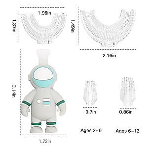 Promise Babe U Shaped Toothbrush Kids Food Grade Silicone Brush U-Shaped Kids Toothbrush, Premium Soft Manual Training Toothbrush for Kids 2-6 Years Old.Light Grey