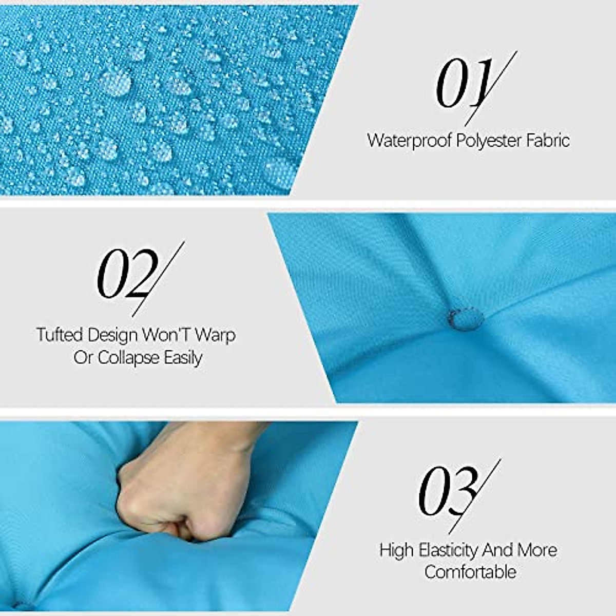 5 Pieces Wicker Patio Cushion Sets Include 1 Loveseat 2 U-Shape 2 Matching Chair Cushions Indoor Outdoor Tufted Settee Bench Cushions Replacement Loveseat Cushions for Outdoor Furniture (Light Blue)