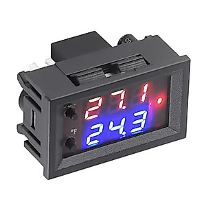 DC 12V All Purpose Digital Temperature Controller Thermostat with Sensor Programmable Dual Color LED Display Monitor