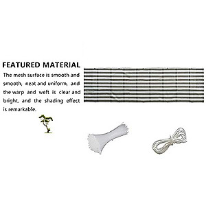 ALXFFBN Shade Cloth, 16.4x2.9ft Striped Mesh Fence Balcony Privacy Screen Fencing Windscreen with 43ft Rope and 24 Cable Zip Ties for Outdoor Yard Wall Garden Backyard