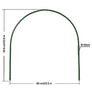FOTMISHU 6Pcs(25.6" x 23.6") Greenhouse Hoops,Plant Support Stakes, Rust-Free Grow Tunnel 4.9ft Long Steel with Plastic Coated Support Hoops Frame for Garden Fabric, Plant Support Garden Stakes