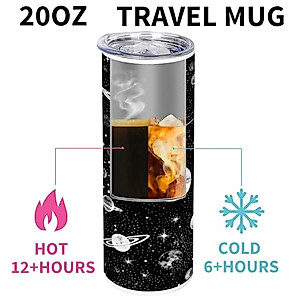 Honeybaby Space Starry Sky Coffee Tumbler 20 oz with Straw & Lid Leak Proof Tumbler Reusable Stainless Steel Tumblers Insulated Water Bottles Gifts for Women Men