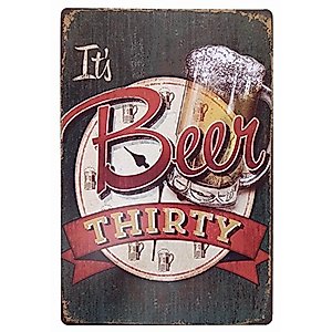 ERLOOD It's Beer Thirty Vintage Funny Home decor Tin Sign Retro Metal Bar Pub Poster 8 x 12