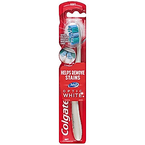 Colgate 360 Optic Full Head Toothbrush, Soft, White, 1 Count