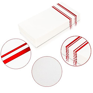 Fanxyware Shiny Red on White Disposable Dinner Napkins, Feels Like Linen, Soft Fluff Pulp Paper - 50 Pack, 8.5" x 4" - Style Name: Parallel Shine