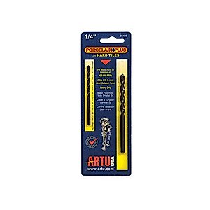 ARTU Porcelain Plus 1/4 in. Dia. x 4-1/8 in. L Tungsten Carbide Tipped Glass And Tile Drill Bit 2 pc.