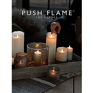 RAZ IMPORTS INC Push Flame Flameless Battery Operated LED Pillar Candle Ivory 3.5"x 9" for Home Décor, Holiday and Gift