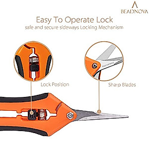 BEADNOVA Trimming Scissors Gardening Scissors Pruning Snips Garden Sheers Trim Scissors Plant Trimmers Pruners for Gardening (Green Orange, 2 Pcs)