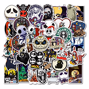The Nightmare Before Christmas Thriller Horror Style Toy Stickers (50 PCS) Funny Tim Burton's Stickers for Teens, Girls, Kids - Halloween Theme Stickers for Waterbottles,Laptop,Phone (Halloween)